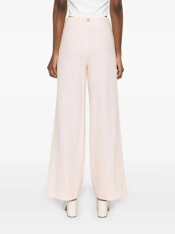 TWINSET Embroidered Wide Leg Trousers - White