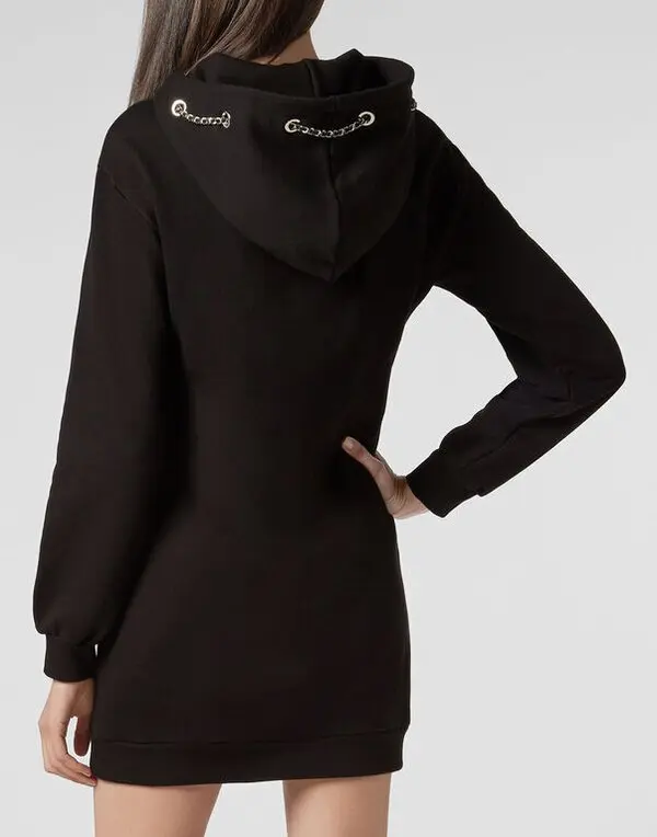 Philipp Plein Hooded Sweater Dress With Chain Detail