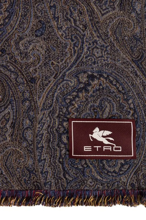 Etro Logo Patch Frayed Edge Scarf