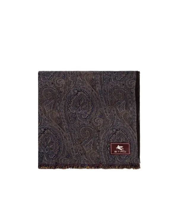 Etro Logo Patch Frayed Edge Scarf