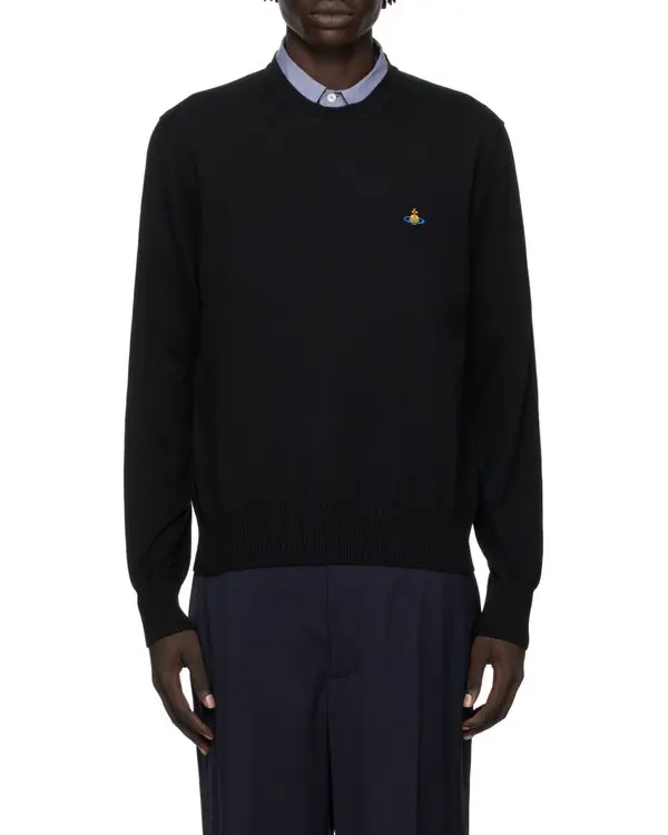 VIVIENNE WESTWOOD Orb Embroidered Crewneck Jumper - Black