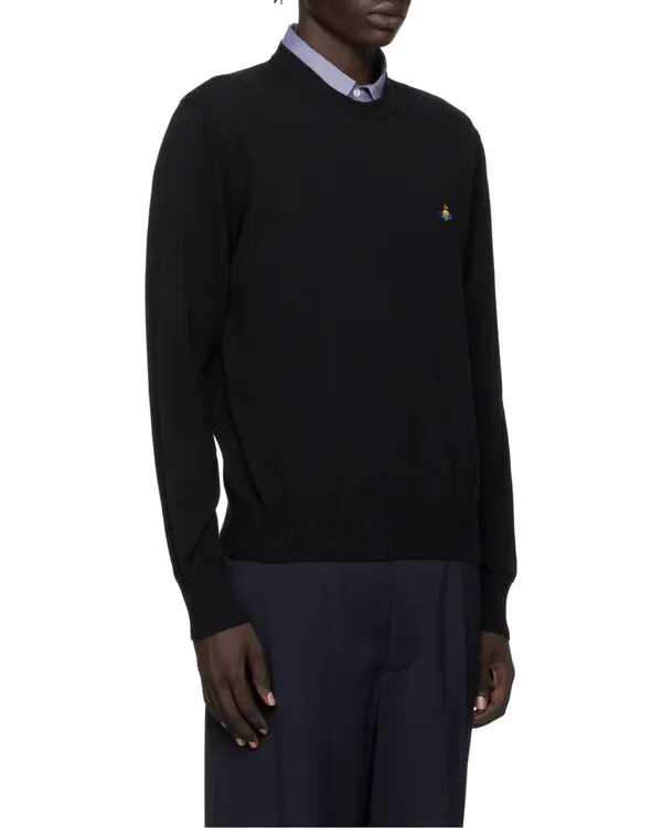 VIVIENNE WESTWOOD Orb Embroidered Crewneck Jumper - Black