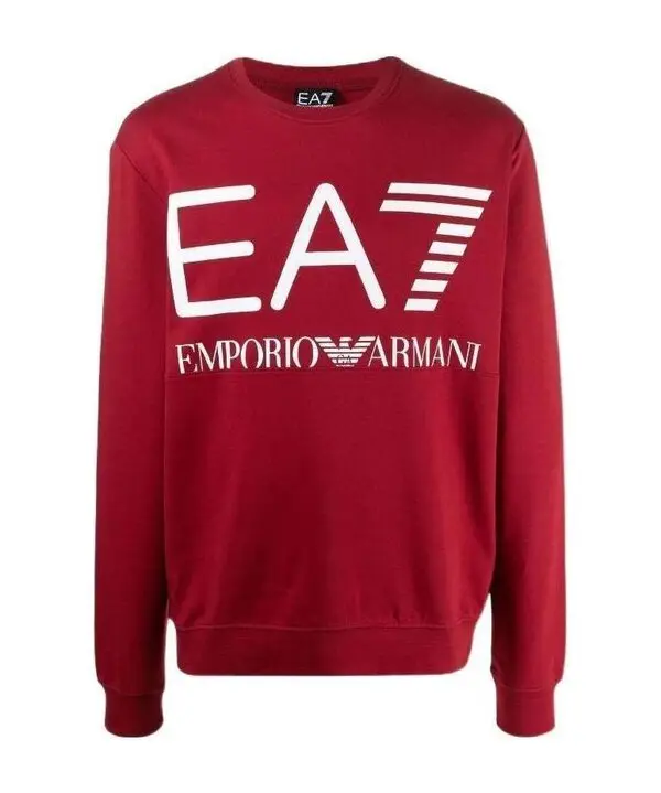 EA7 Logo Print Cotton Sweatshirt