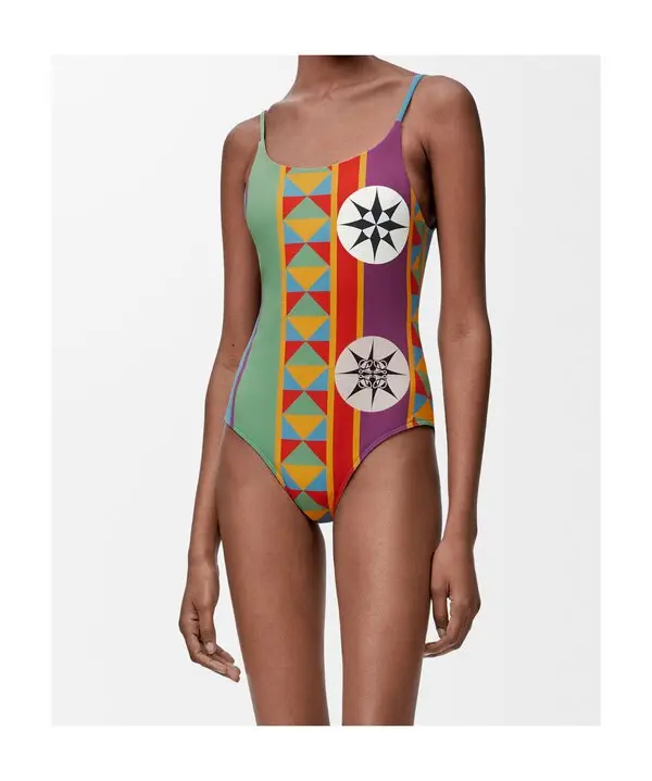 Loewe Technical Jersey Swimsuit With Compass Print