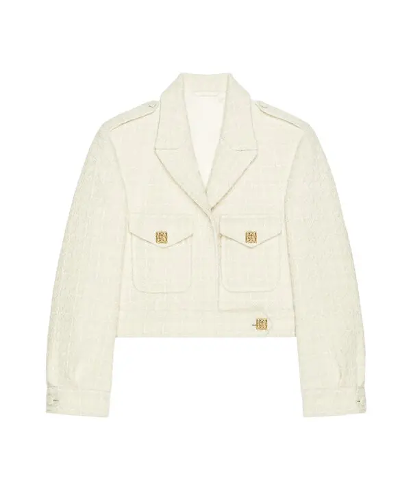 Givenchy 4g Plaque Tweed Cropped Jacket