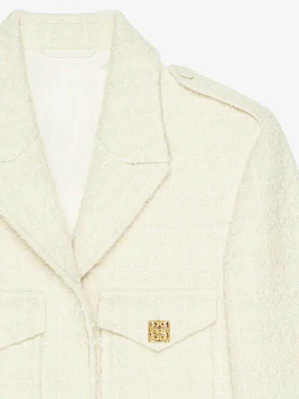 Givenchy 4g Plaque Tweed Cropped Jacket