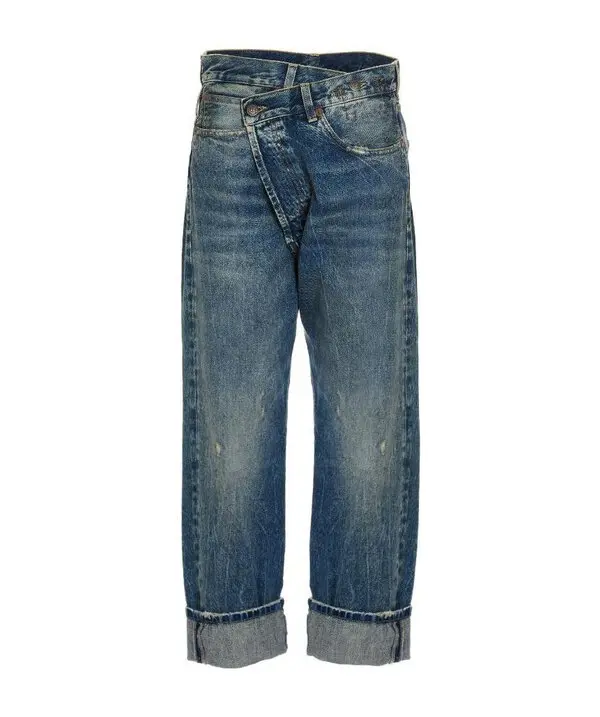 R13 High Waisted Crossover Jeans - Blue