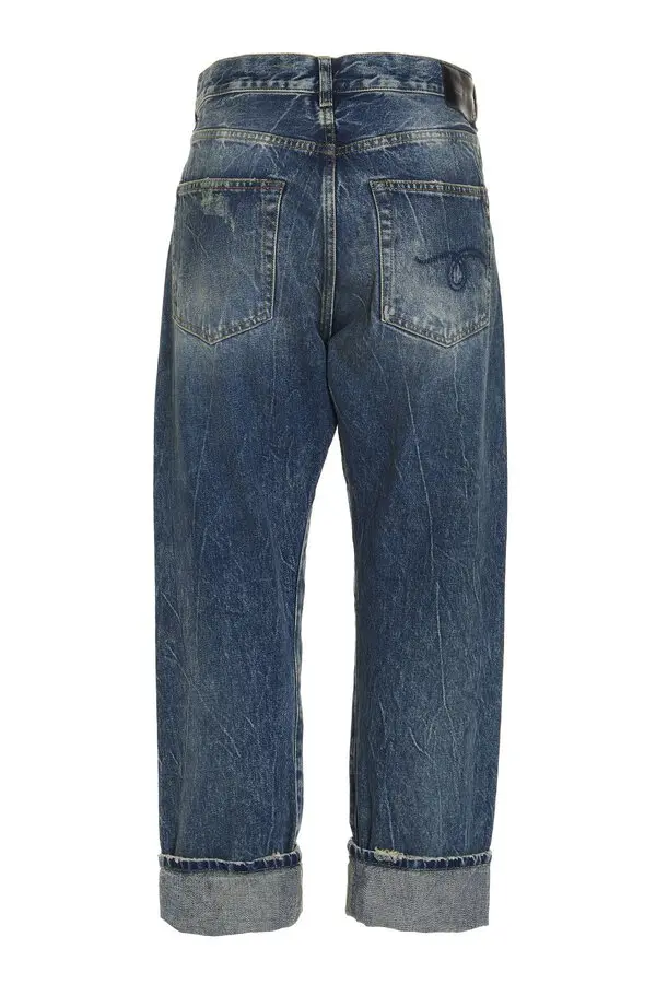 R13 High Waisted Crossover Jeans - Blue