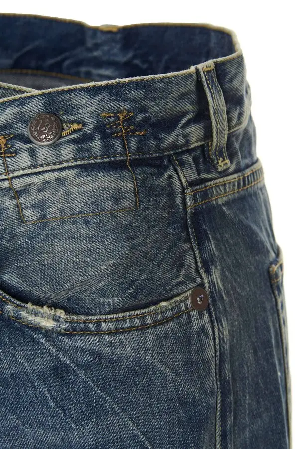 R13 High Waisted Crossover Jeans - Blue