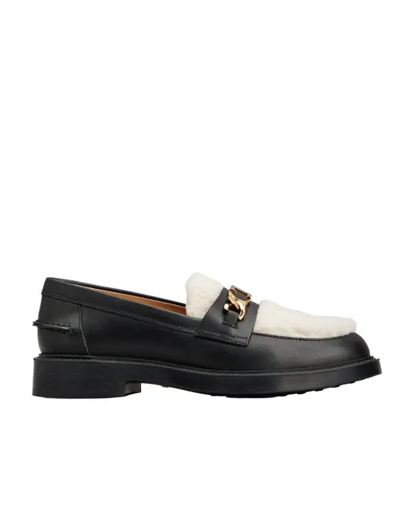 TOD'S Logo Plaque Loafers With Sheepskin Inlay - Multicolor