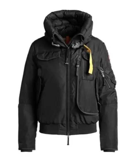 PARAJUMPERS Long Sleeve Zip-up Casual Jacket With Logo Embellishments - Black