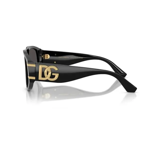 Dolce & Gabbana Pilot Frame Sunglasses With Gold Tone Logo - Black