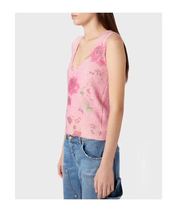Blumarine Rose Printed Knitted Top