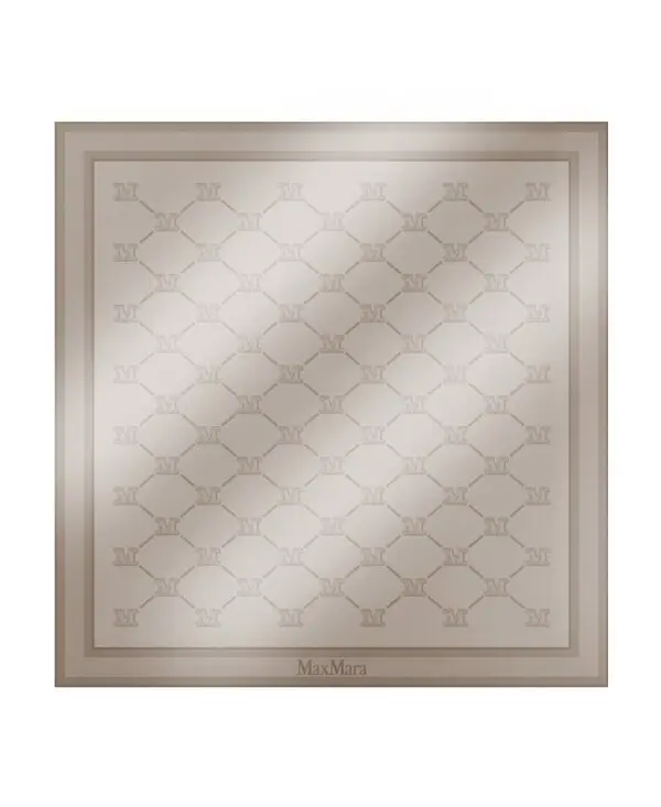 Max Mara Logo Printed Fringed Edge Scarf - Nude