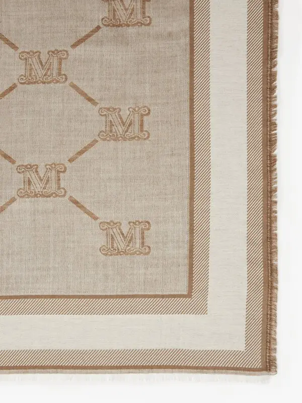 Max Mara Logo Printed Fringed Edge Scarf