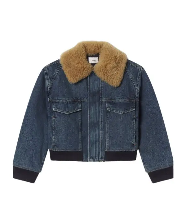 FRAME Long-sleeved Denim Jacket With Wool Collar - Motion