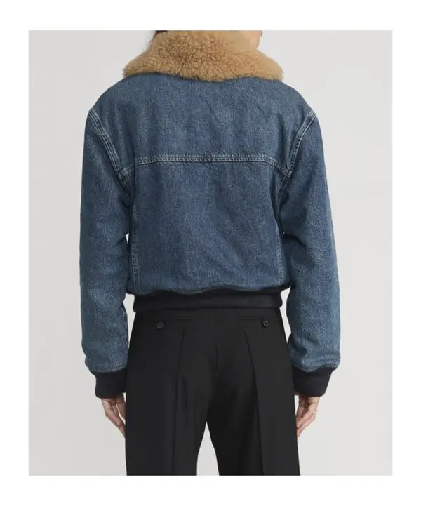 FRAME Long-sleeved Denim Jacket With Wool Collar - Motion