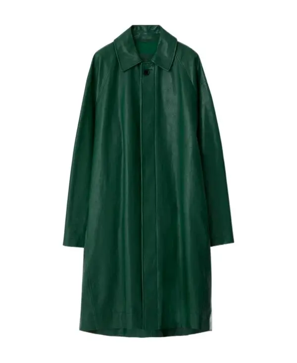 Burberry Long-sleeved Leather Coat - Green