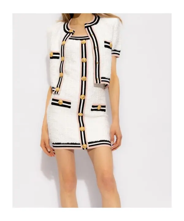 Balmain Maze Monogram Sleeveless Mini Dress