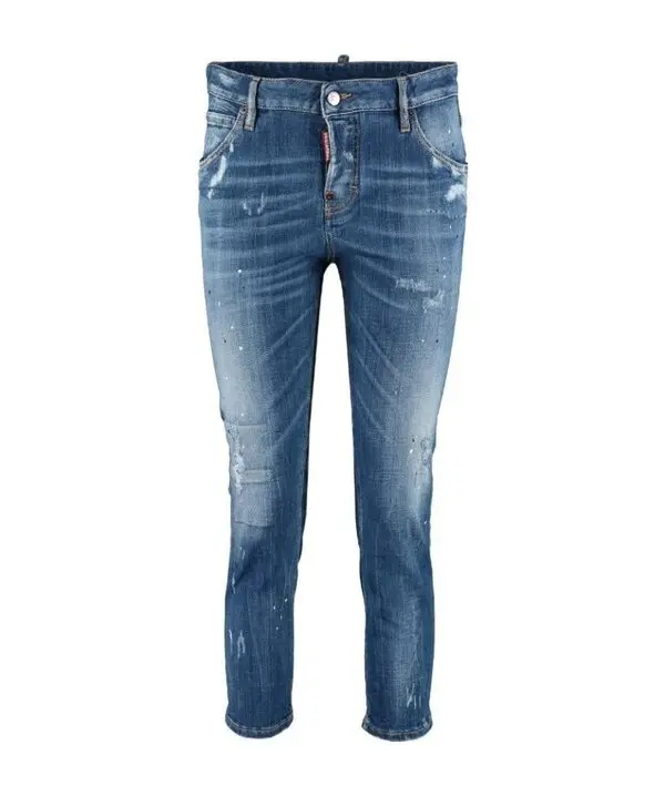 Dsquared2 Distressed Logo Detail Jeans - Blue