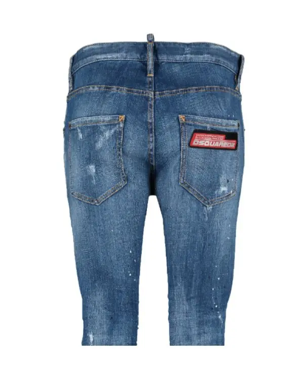 Dsquared2 Distressed Logo Detail Jeans - Blue