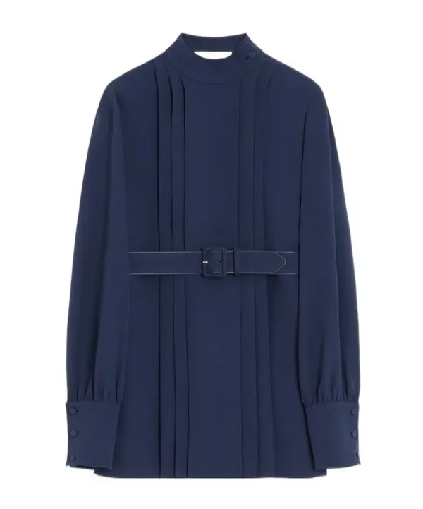 Valentino Garavani Pleated Belted Top - Blue