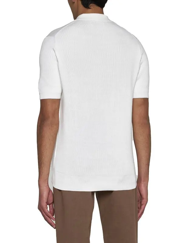 Brunello Cucinelli Short Sleeved Knitted Polo Shirt - White