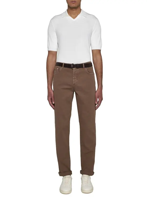 Brunello Cucinelli Short Sleeved Knitted Polo Shirt - White