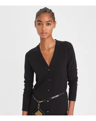 Tory Burch Button-up V-neck Cardigan - Black