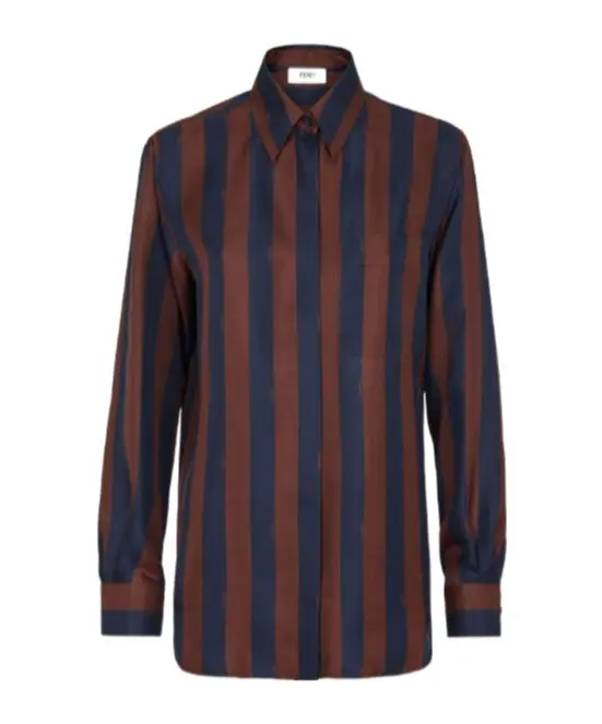 Fendi Long Sleeve Striped Shirt - Brown