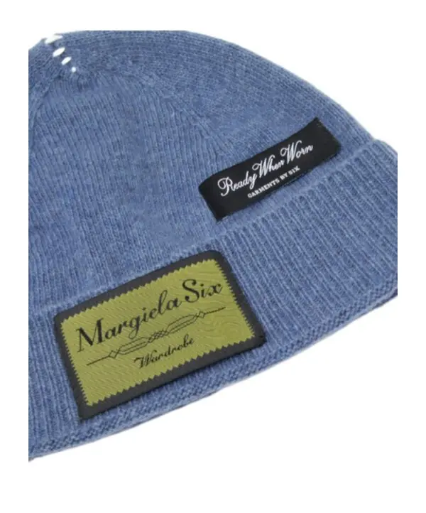 MAISON MARGIELA Logo Patch Knitted Beanie - Gray-blue