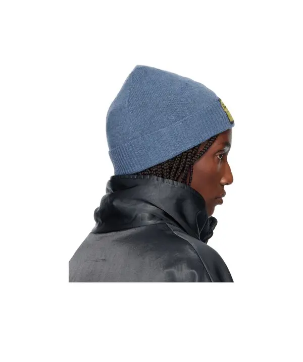 MAISON MARGIELA Logo Patch Knitted Beanie - Gray-blue
