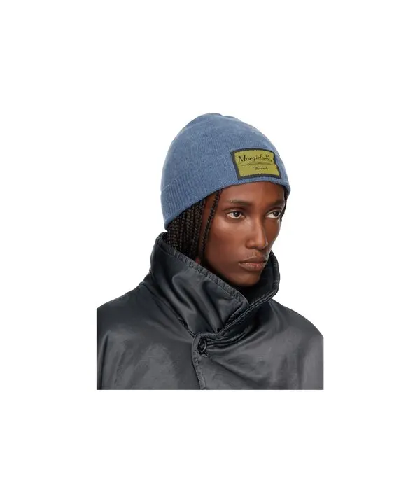 MAISON MARGIELA Logo Patch Knitted Beanie - Gray-blue
