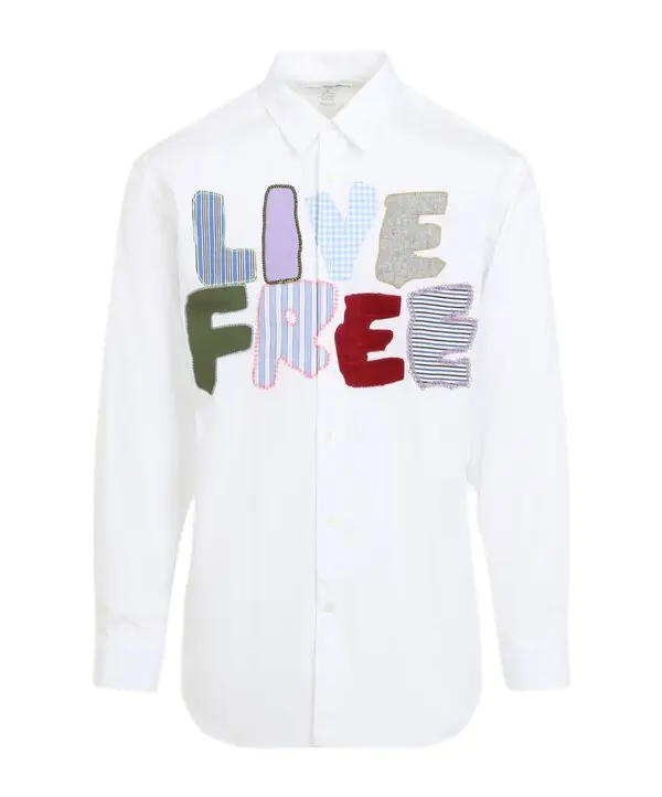 Comme Des Garçons Comme Des Garons Shirt Live Free Patch Long-sleeved Shirt - White