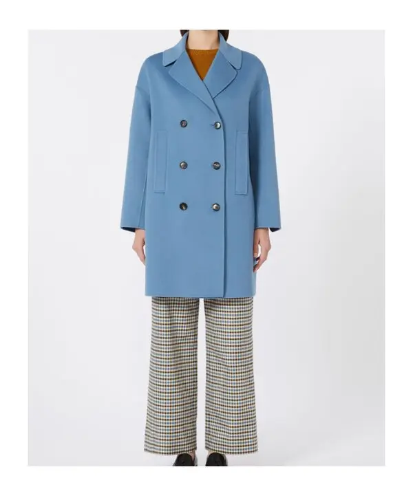 Max Mara Eden Double Breasted Coat - Blue