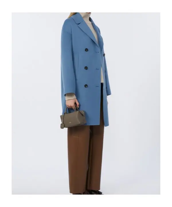 Max Mara Eden Double Breasted Coat - Blue