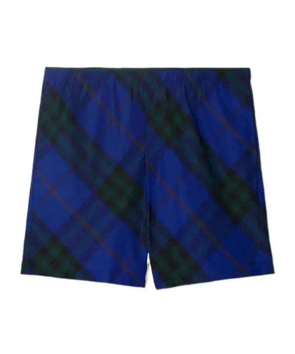 Burberry Checkered Knee-length Twill Swim Shorts - Knight Blue