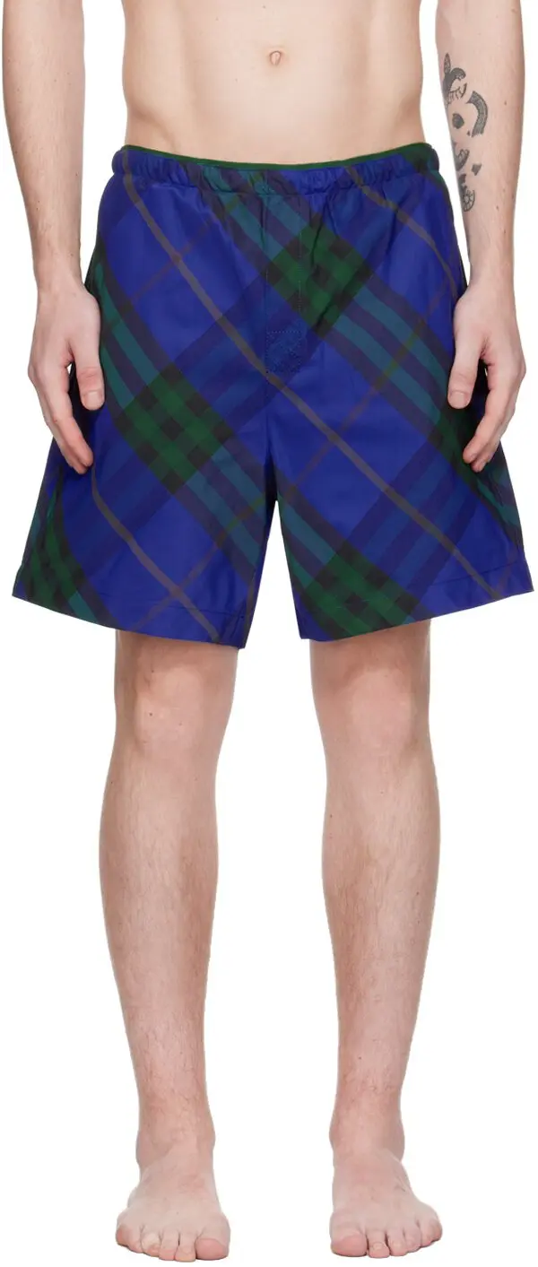 Burberry Checkered Knee-length Twill Swim Shorts