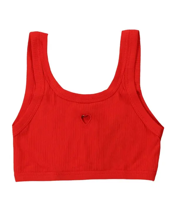 BASERANGE Ribbed Heart Cut-out Crop Top - Red