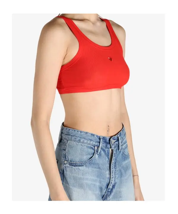 BASERANGE Ribbed Heart Cut-out Crop Top - Red