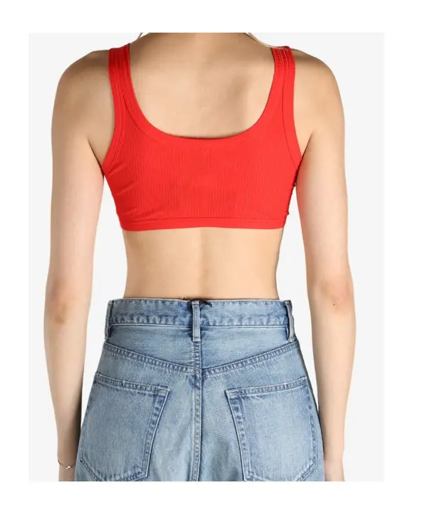 BASERANGE Ribbed Heart Cut-out Crop Top - Red