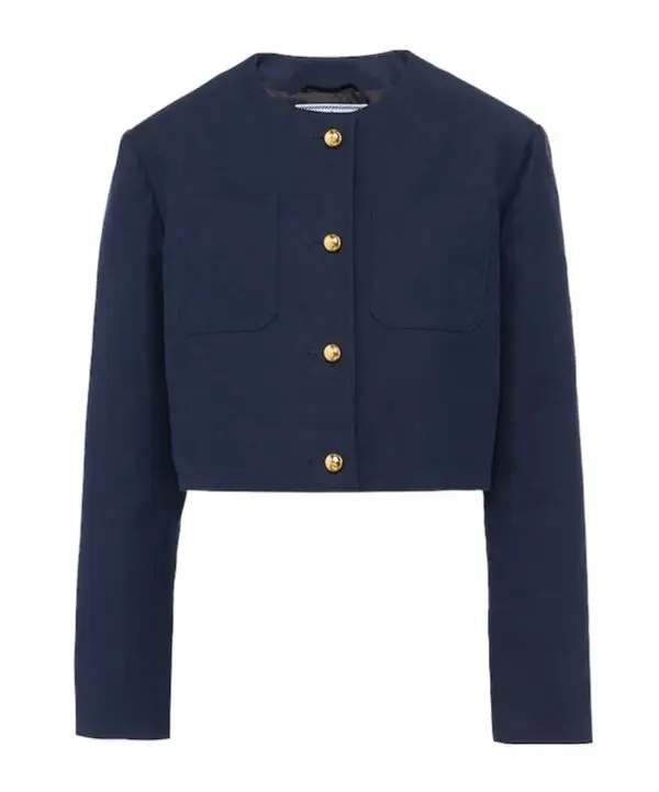 Prada Cropped Crewneck Jacket - Navy
