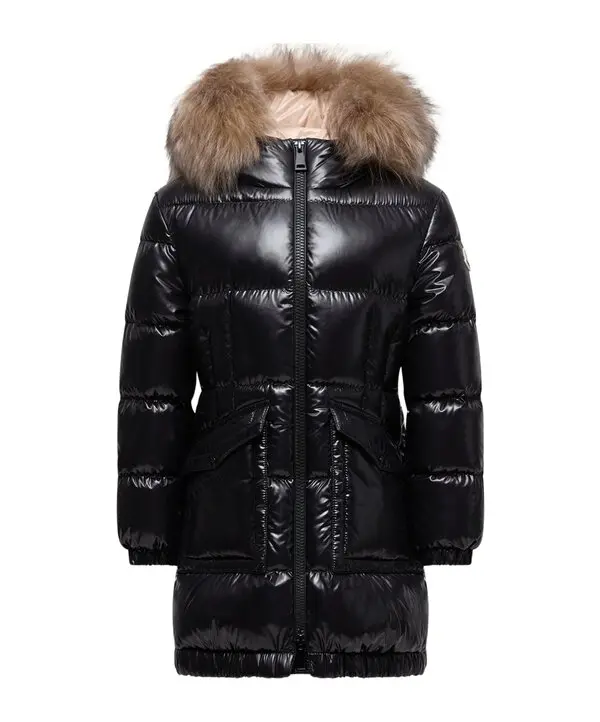 Moncler Aruna Hooded Down Jacket With Fur Trim