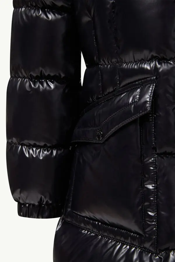 Moncler Aruna Hooded Down Jacket With Fur Trim