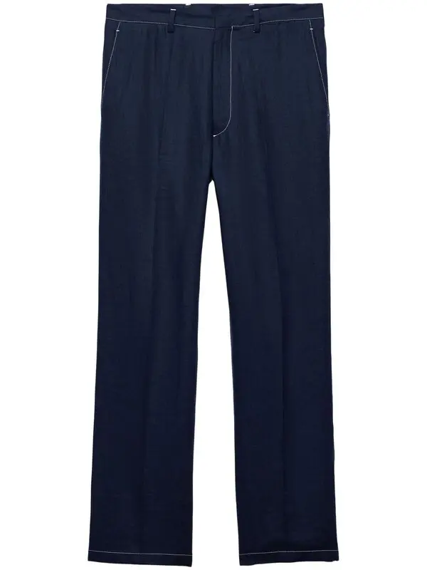 Prada Linen Tailored Pants - Blue