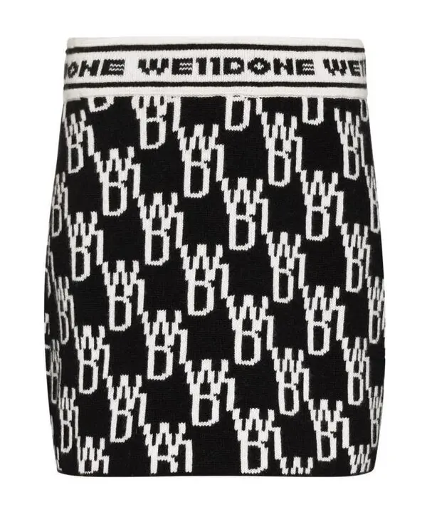 We11Done All-over Logo Knitted Mini Skirt - Black