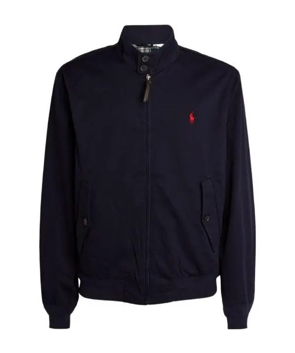 Polo Ralph Lauren Zip-up Stand Collar Jacket With Embroidered Logo - Black