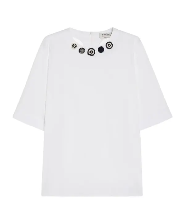 Max Mara Cotton Poplin Blouse With Detachable Embroidery - Optical White
