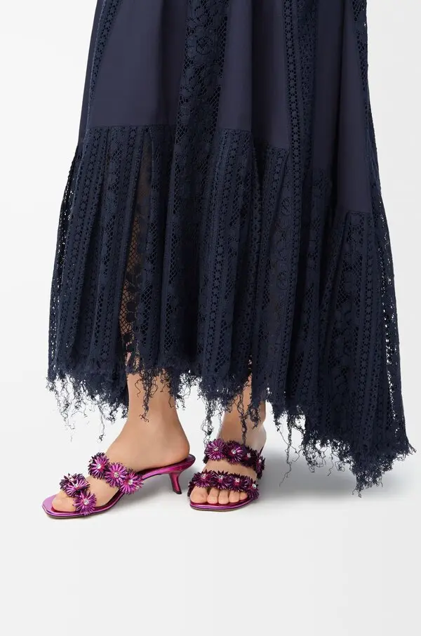 Loewe Petal Flower Sandal In Calfskin And Crystals