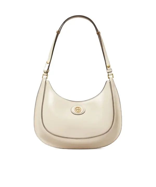 Tory Burch Logo Plaque Shoulder Bag - Nude